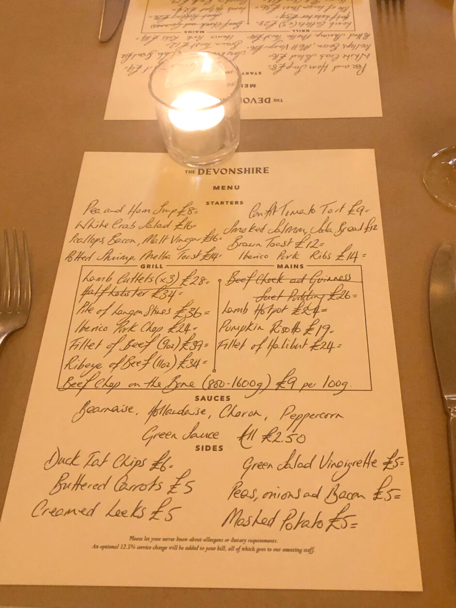 Devonshire menu – Palate Magazine